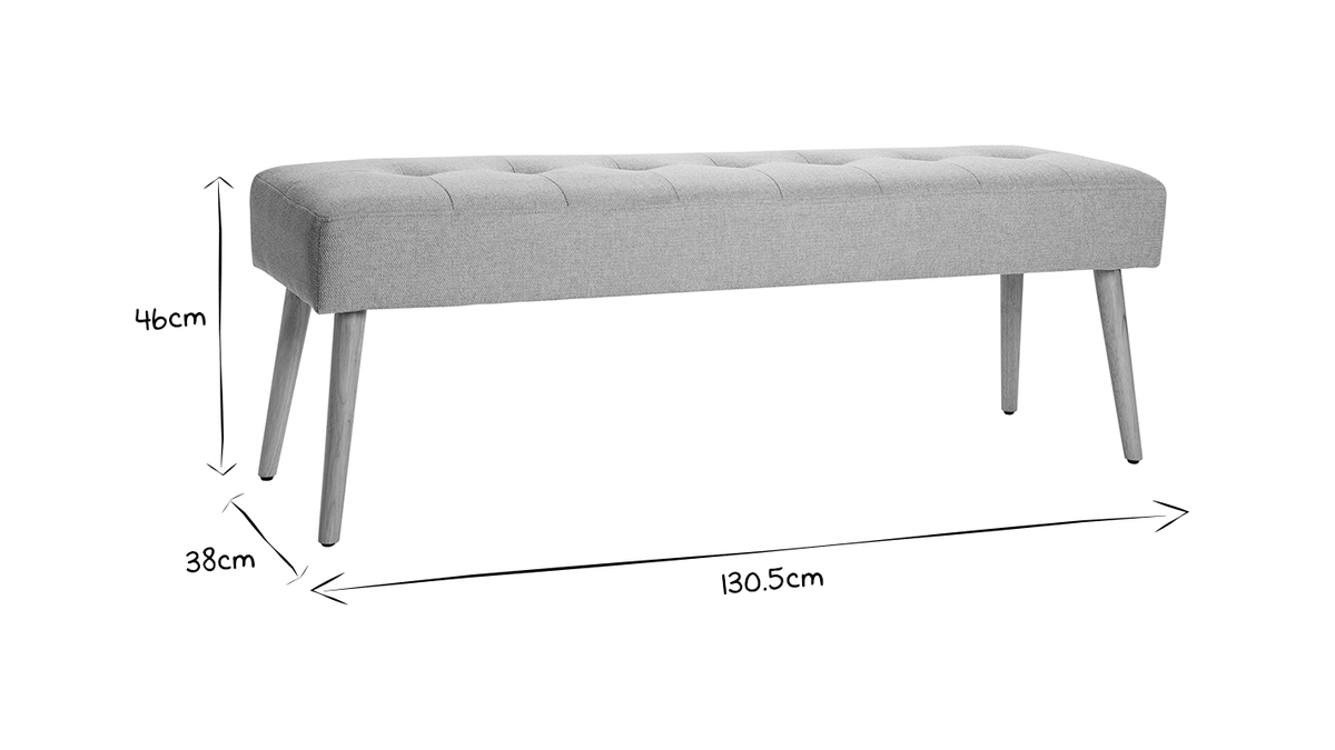 Banco nórdico capitoné de tela efecto aterciopelado texturizado gris ...