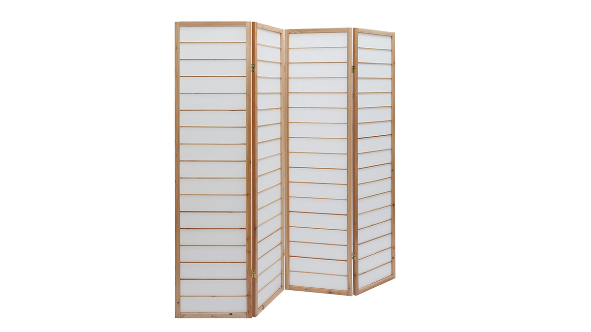Biombo japonés de madera natural y papel de arroz GIBON - Miliboo