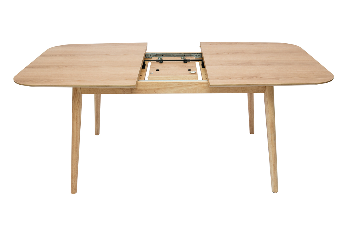 Mesa rectangular extensible con extensiones integradas de roble claro ...