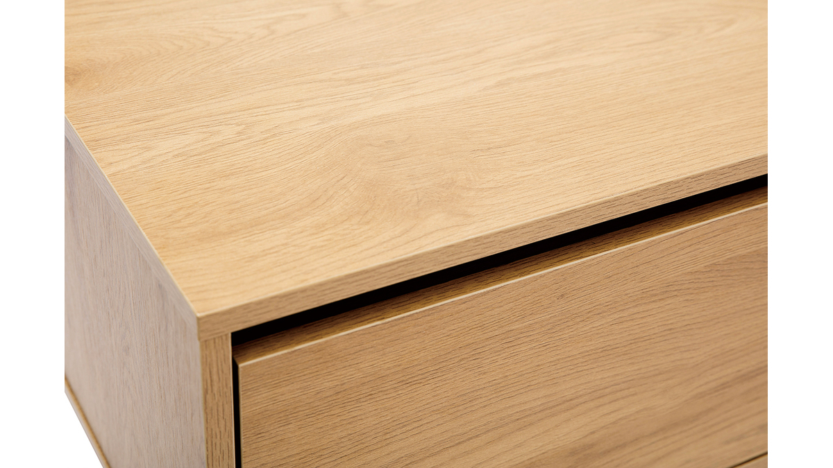 Mueble TV con acabado de roble claro y 2 cajones 160 cm ARAGON - Miliboo