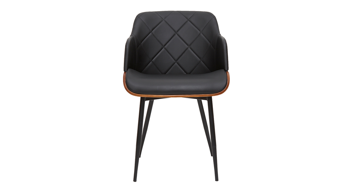 Silla de diseño negra con nogal LUCIEN - Miliboo