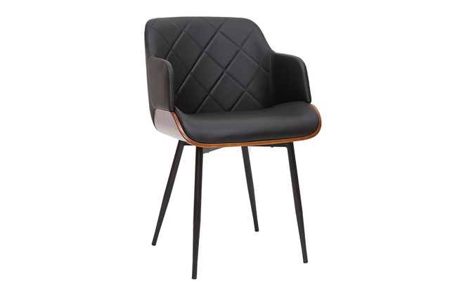 Silla de diseño negra con nogal LUCIEN - Miliboo