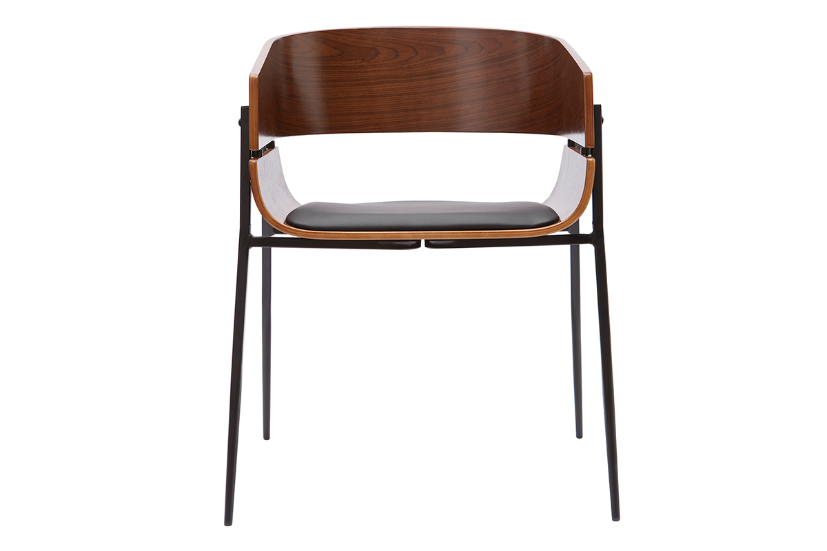 Silla de diseño negra y madera oscura WESS - Miliboo