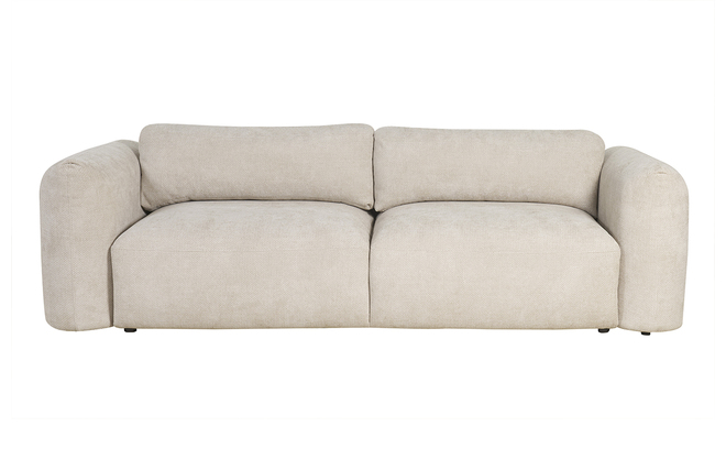 Sofá cama 4 plazas con canapé de terciopelo chenilla beige CRUSH - Miliboo