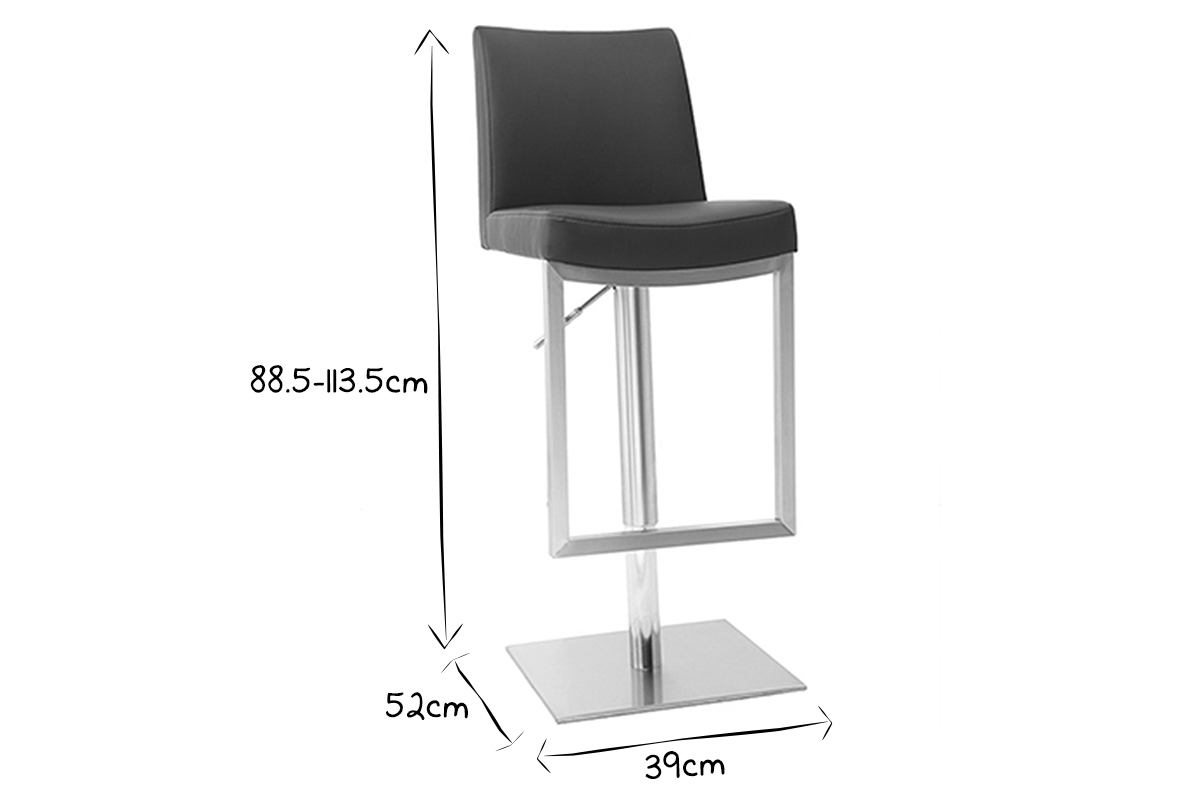 Taburete de bar diseño contemporáneo - metal y PU negro - KYLE - Miliboo