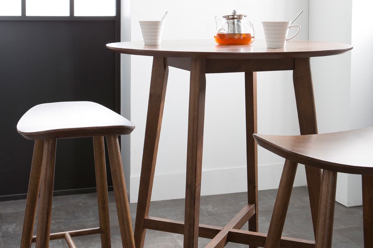 Taburete de bar moderno nogal 72cm DEMORY - Miliboo